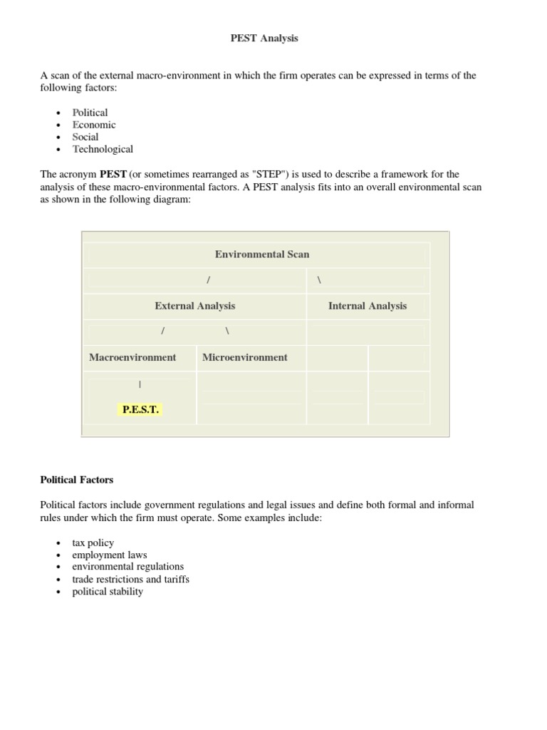 P E S T: PEST Analysis | PDF