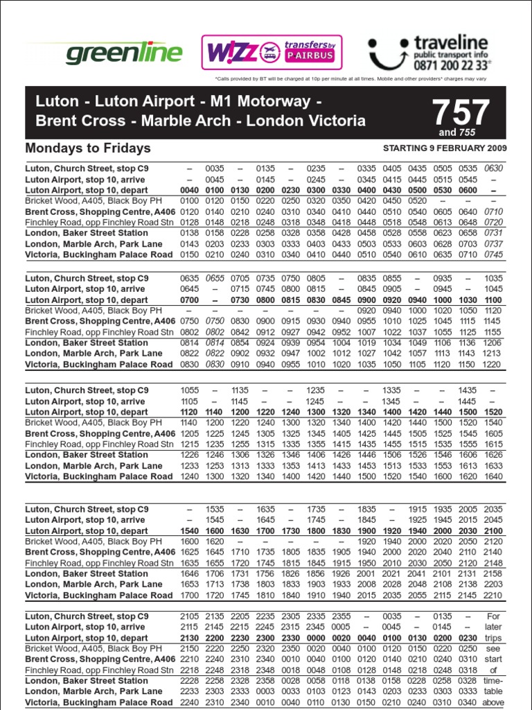Green Line Timetable | PDF | London | Road Transport