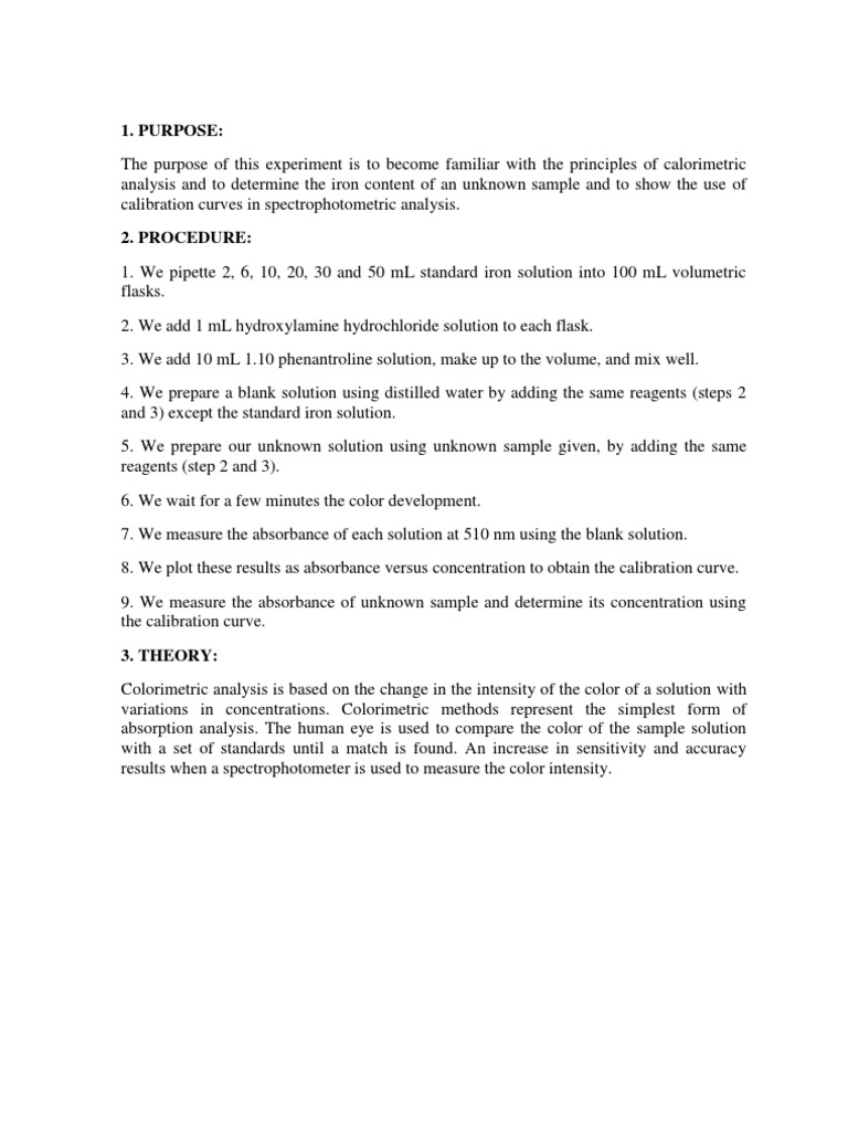 Enve 208 Experiment 2.1 Son | PDF | Absorbance | Iron