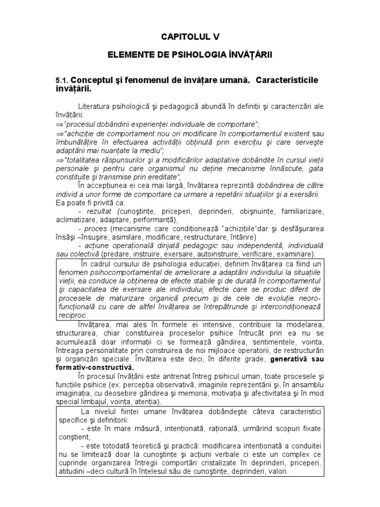 Cap.5 Invatarea Scolara. Teorii Si Modele Ale Invatarii | PDF