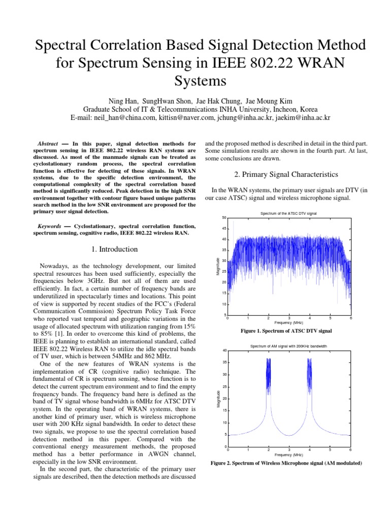 Spectral Correlation Based Signal Detection Method Download Free Pdf Spectral Density