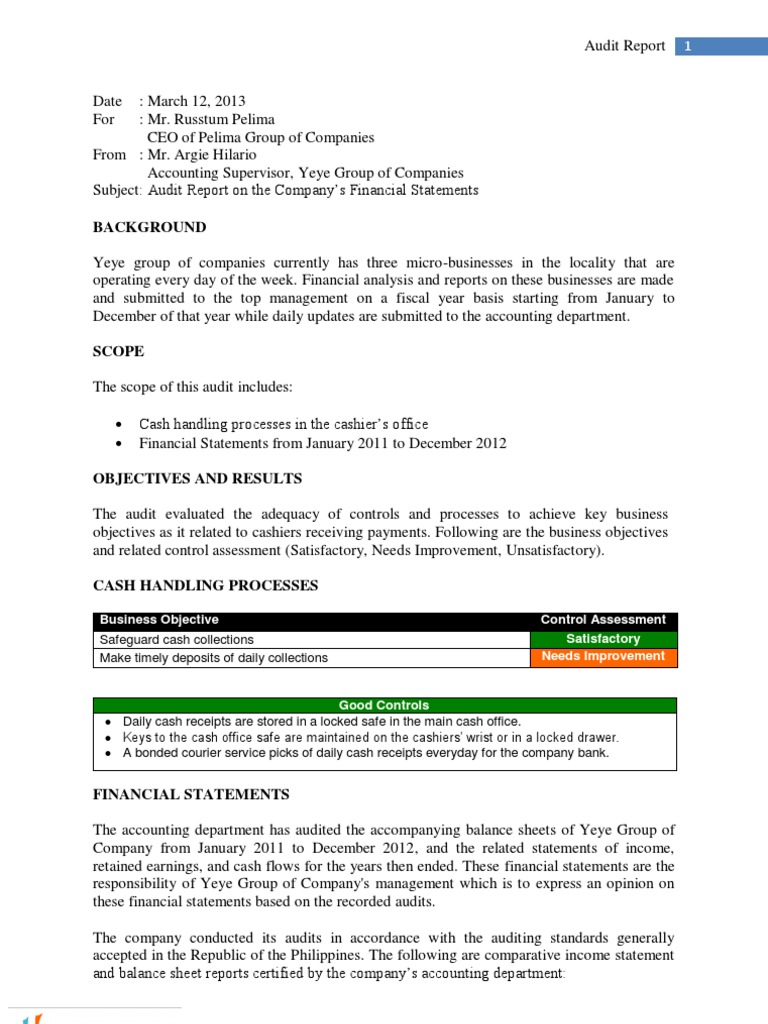 Audit Report | PDF | Audit | Equity (Finance)