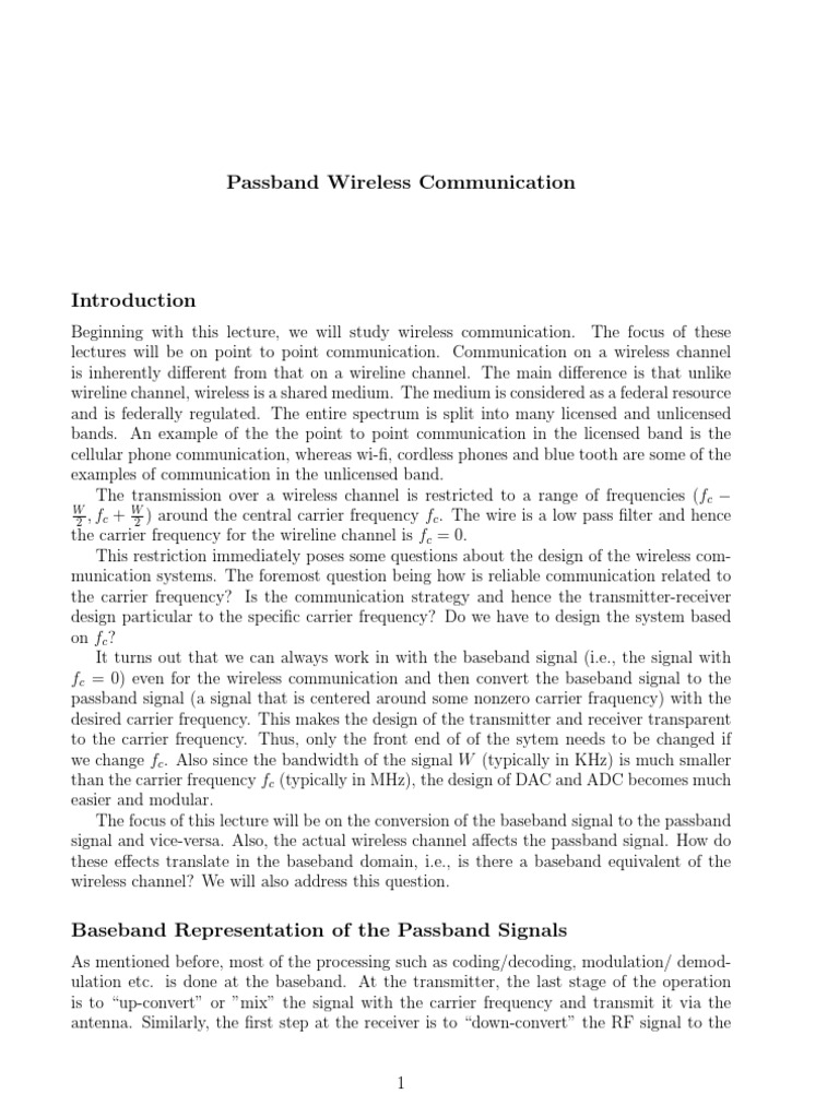 Passband Communication Pdf Modulation Electrical Engineering