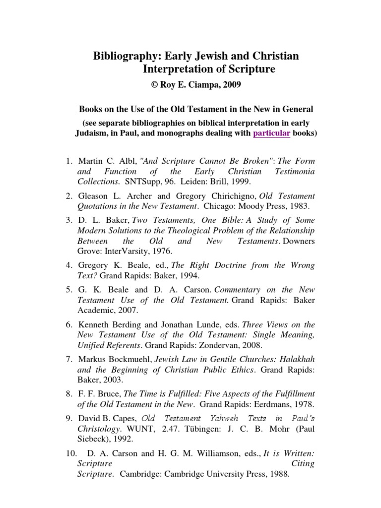 Bibliography: Early Jewish and Christian Interpretation of Scripture ...