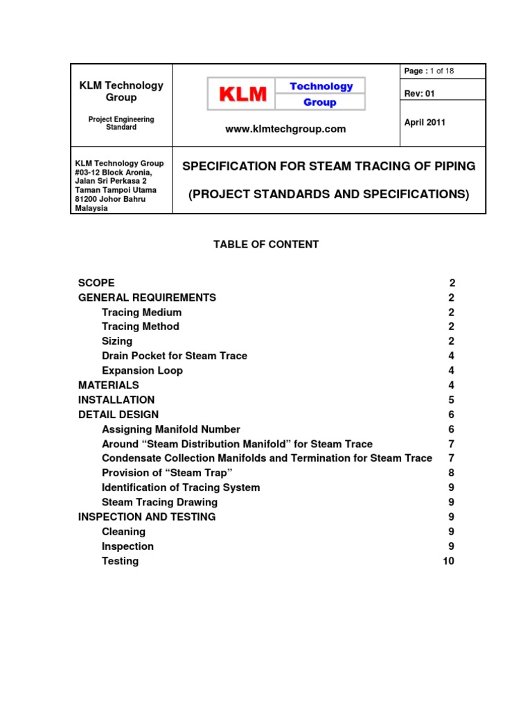Steam Tracing Piping Specs | PDF | Steam | Pipe (Fluid Conveyance)