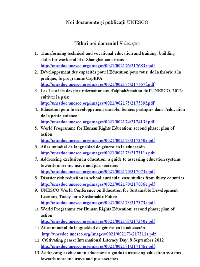 Noi Documente Şi Publicaţii UNESCO | PDF | World Heritage Site ...