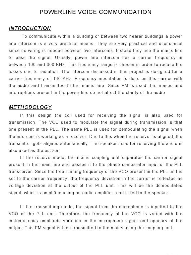 Powerline Voice Intercom System | PDF