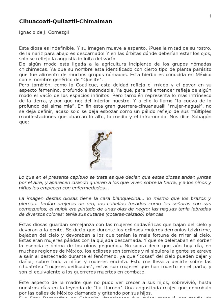 Cihuacoatl y sus Leyendas Aztecas | PDF | azteca | Religión y creencia