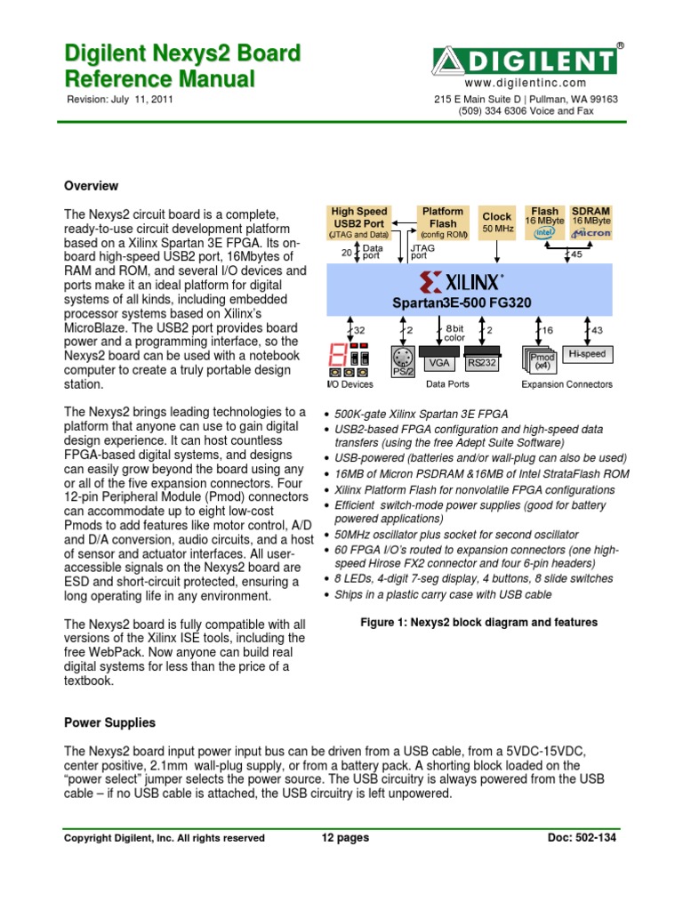 Nexys2 Board Reference Manual | PDF | Cathode Ray Tube | Usb