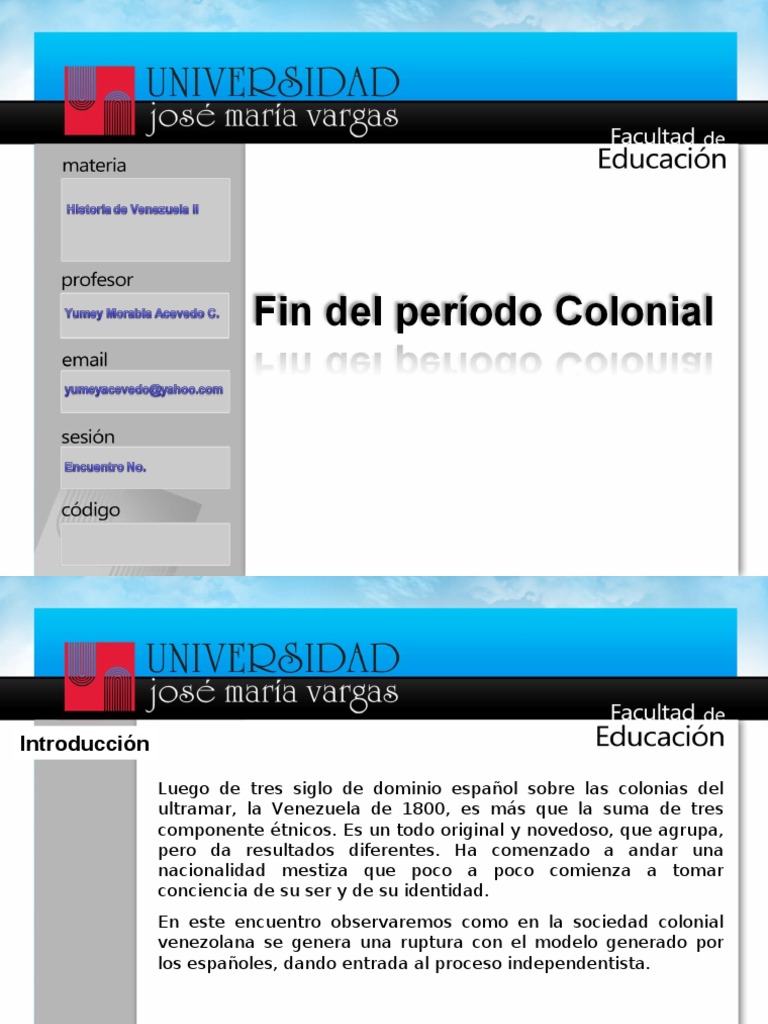 Fin de la Época Colonial en Venezuela | PDF | Colonialismo | Imperio ...