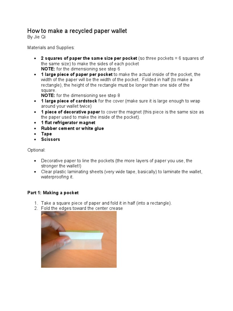 How To Make A Recycled Paper Wallet | PDF | Paper | Nature