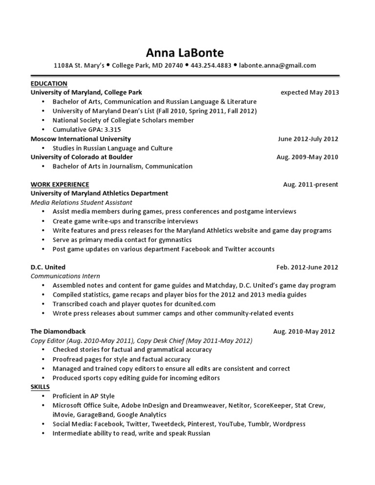 Anna Labonte: Media Relations Student Assistant | PDF | Communication ...