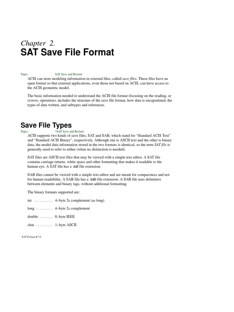 ACIS File Specification - Sat | Computer Programming | Computer Data ACIS File Specification - Sat | Computer Programming | Computer Data