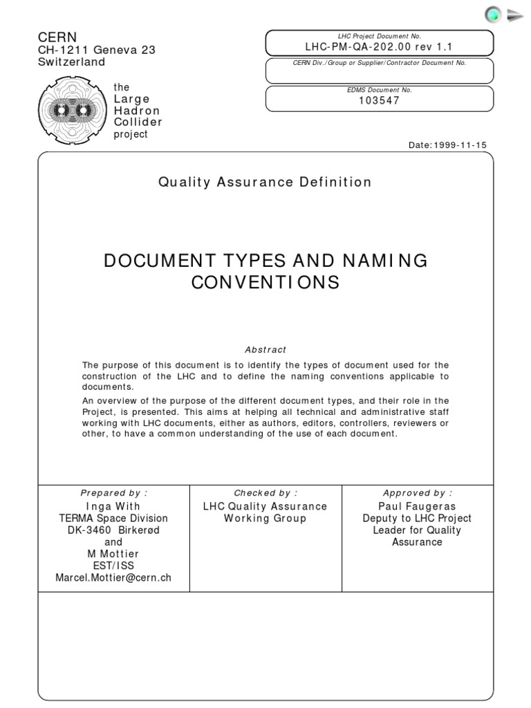 Document Types and Naming Conventions | PDF | Specification (Technical ...