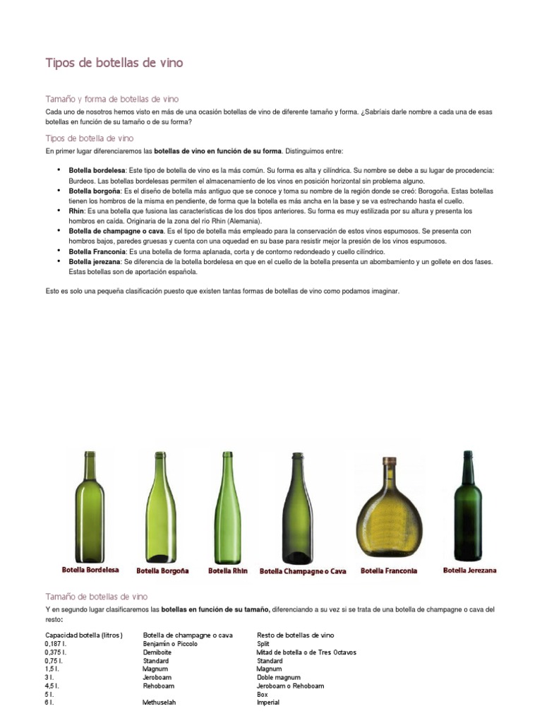 Tipos de Botellas de Vino