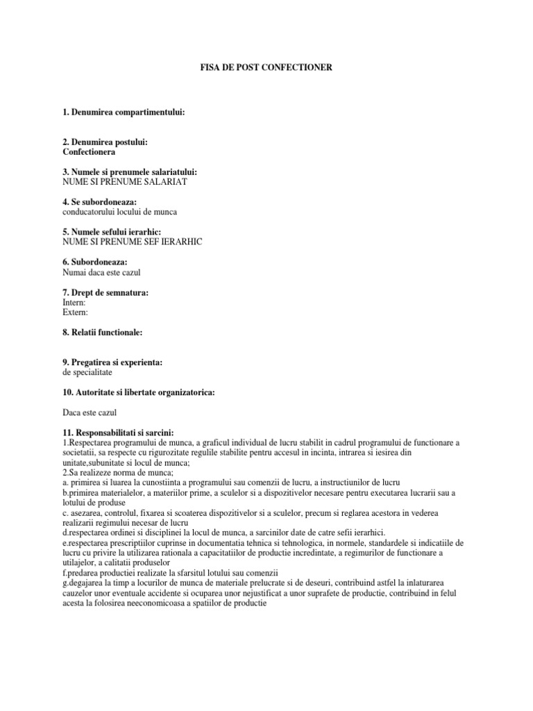 Modele - Fise de Post