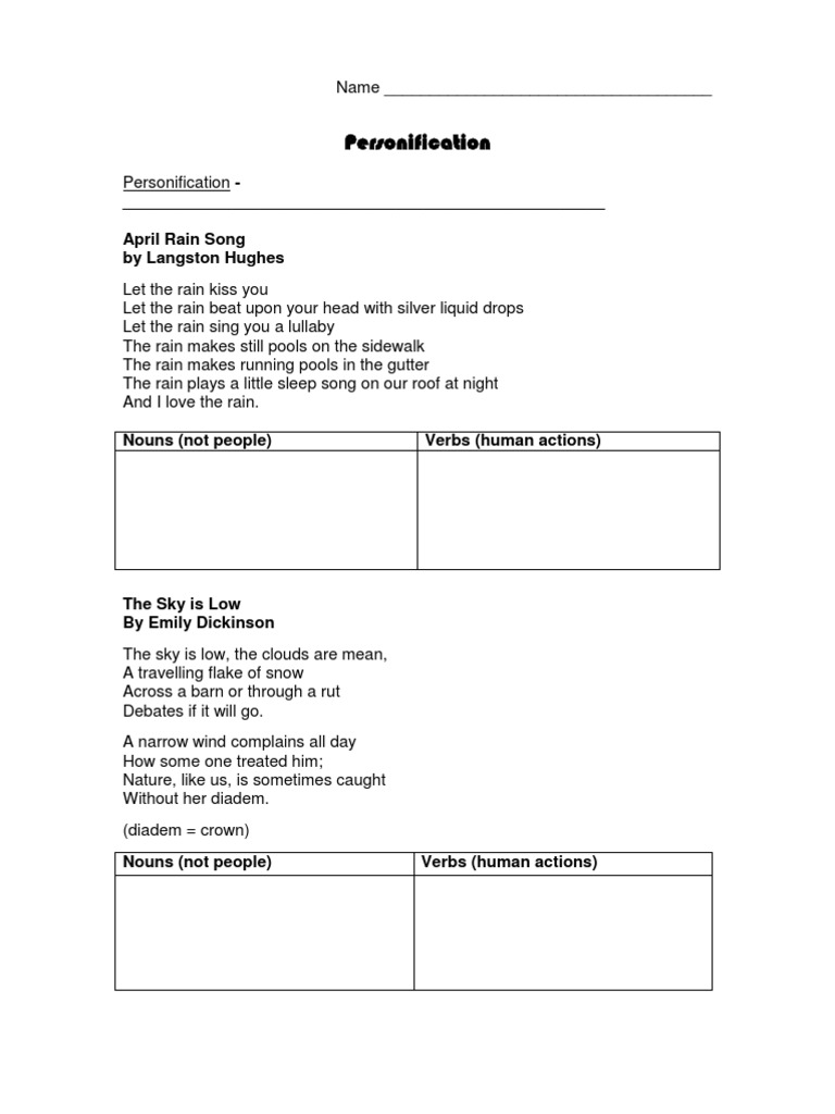 Personification: - April Rain Song by Langston Hughes | PDF