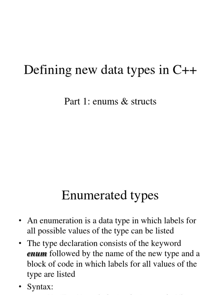Defining New Data Types in C++ | Download Free PDF | Parameter ...