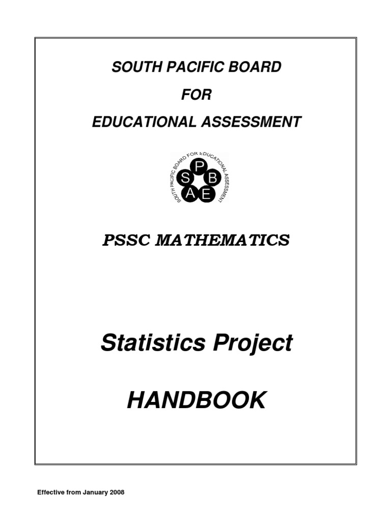 PSSC Maths Statistics Project Handbook Eff08 PDF | PDF | Sampling (Statistics) | Standard Deviation