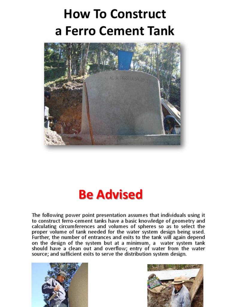 Ferro Cement Water Tank | PDF | Galvanization | Pipe (Fluid Conveyance)