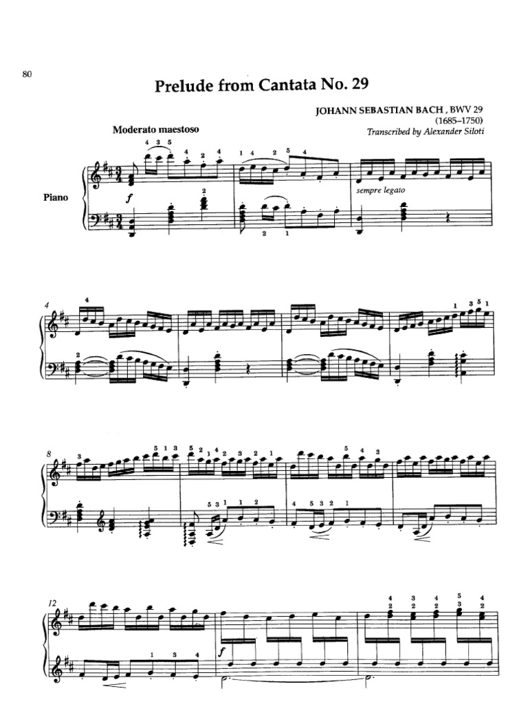Bach-Siloti - Prelude From Cantata BWV 29 PDF | PDF