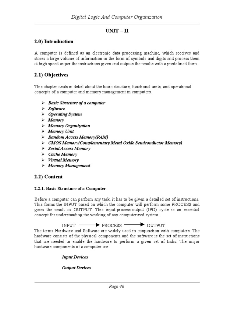 Unit - Ii 2.0) Introduction: Digital Logic and Computer Organization | PDF | Read Only Memory ...