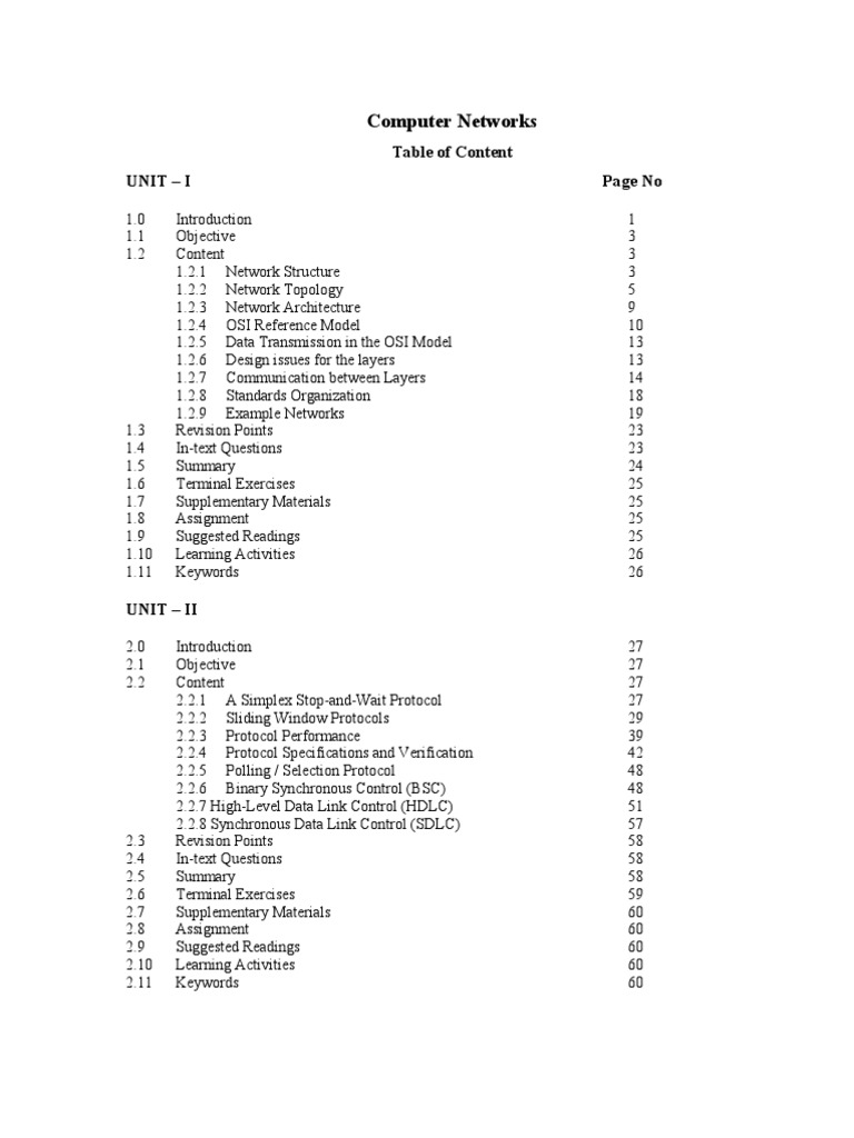 Table of Contents - Computer Networks | PDF | Communications Protocols ...