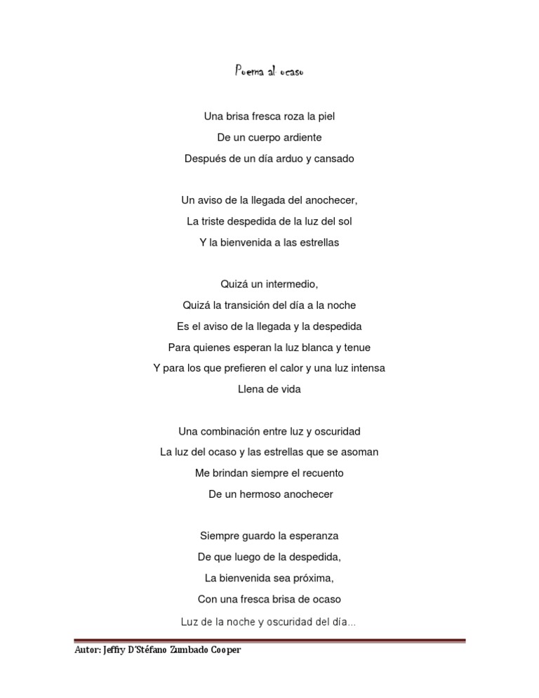 Poema Al Ocaso | PDF