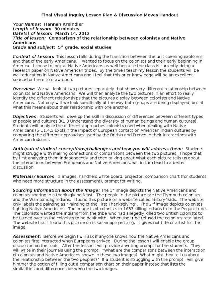 Final Visual Inquiry Lesson Plan & Discussion Moves Handout | Download ...