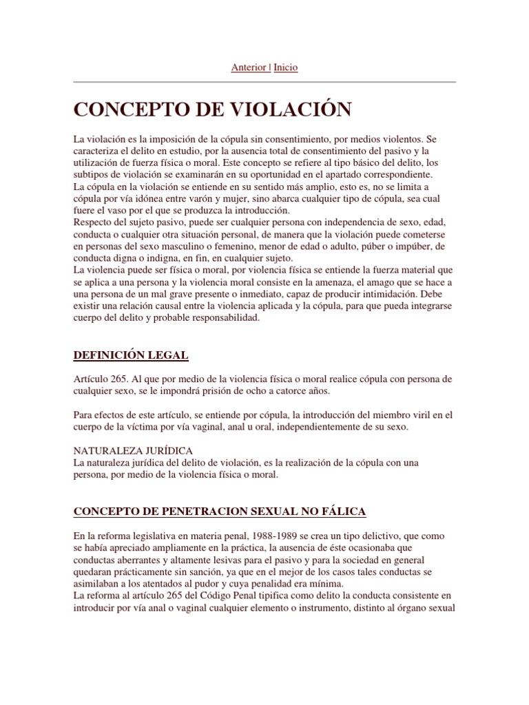 Concepto violacion | Violación | Derecho penal