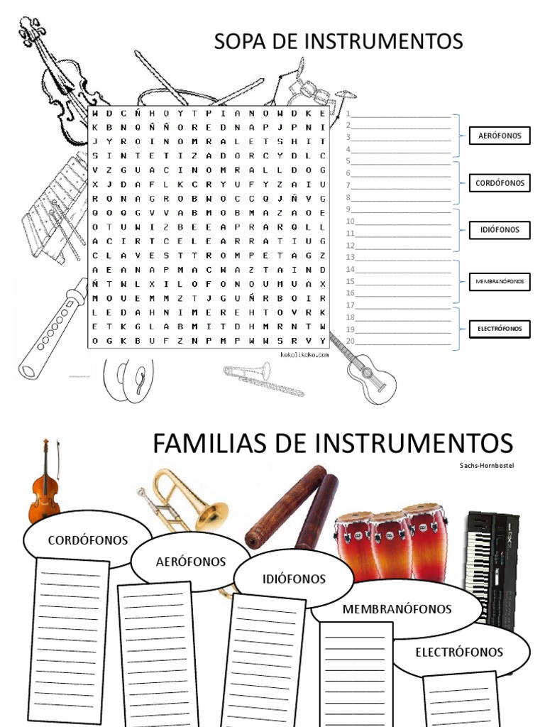 Ficha 2 Instrumentos Musicales y Familias | PDF