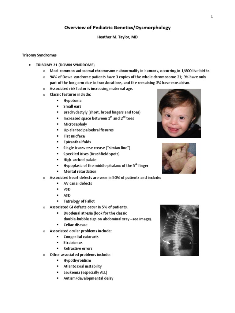 Overview of Pediatric Genetics | PDF | Congenital Disorder | Down Syndrome