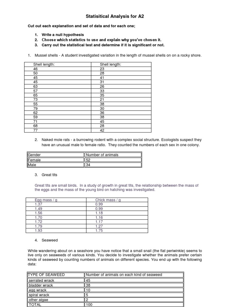 Statisitical Analysis For A2 | PDF | Statistics | Organisms