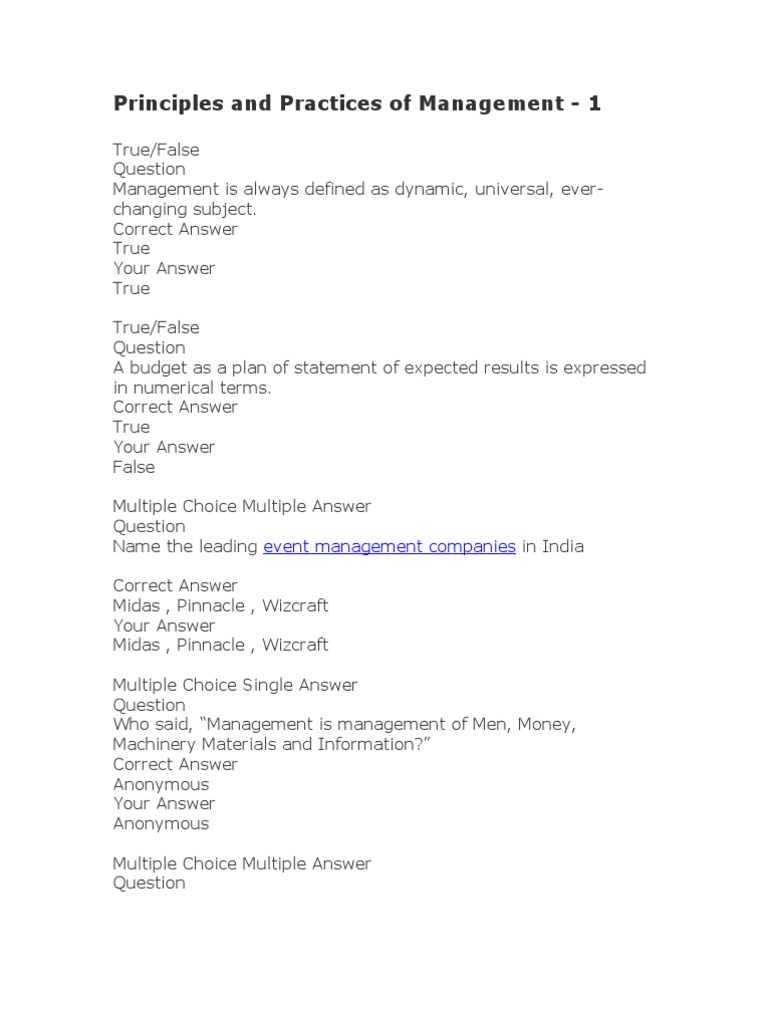 Principles and Practices of Management | PDF | Strategic Management ...