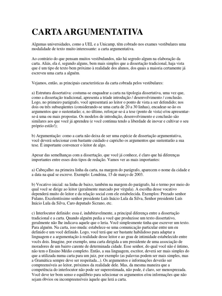 Carta Argumentativa | PDF