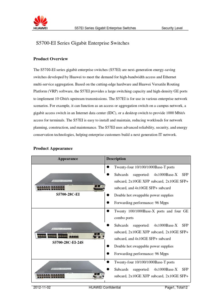Huawei S5700-EI Switch Datasheet (17-Jul-2012) PDF | PDF | I Pv6 ...