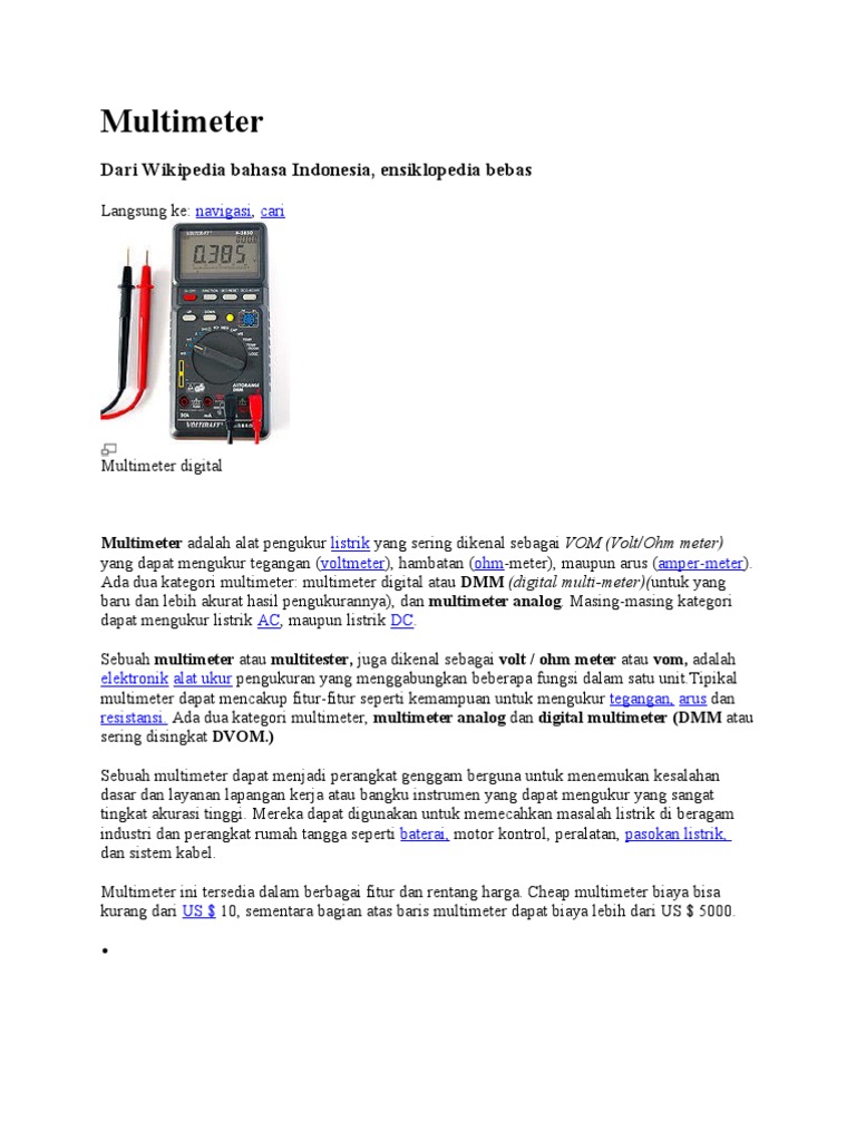 Fungsi dan Jenis Multimeter Digital | PDF