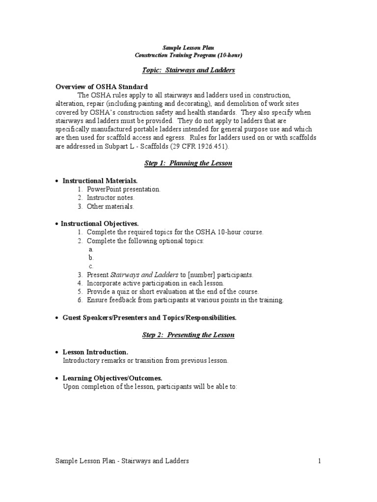 Stairs Ladders Lesson Plan | PDF | Stairs | Teaching And Learning