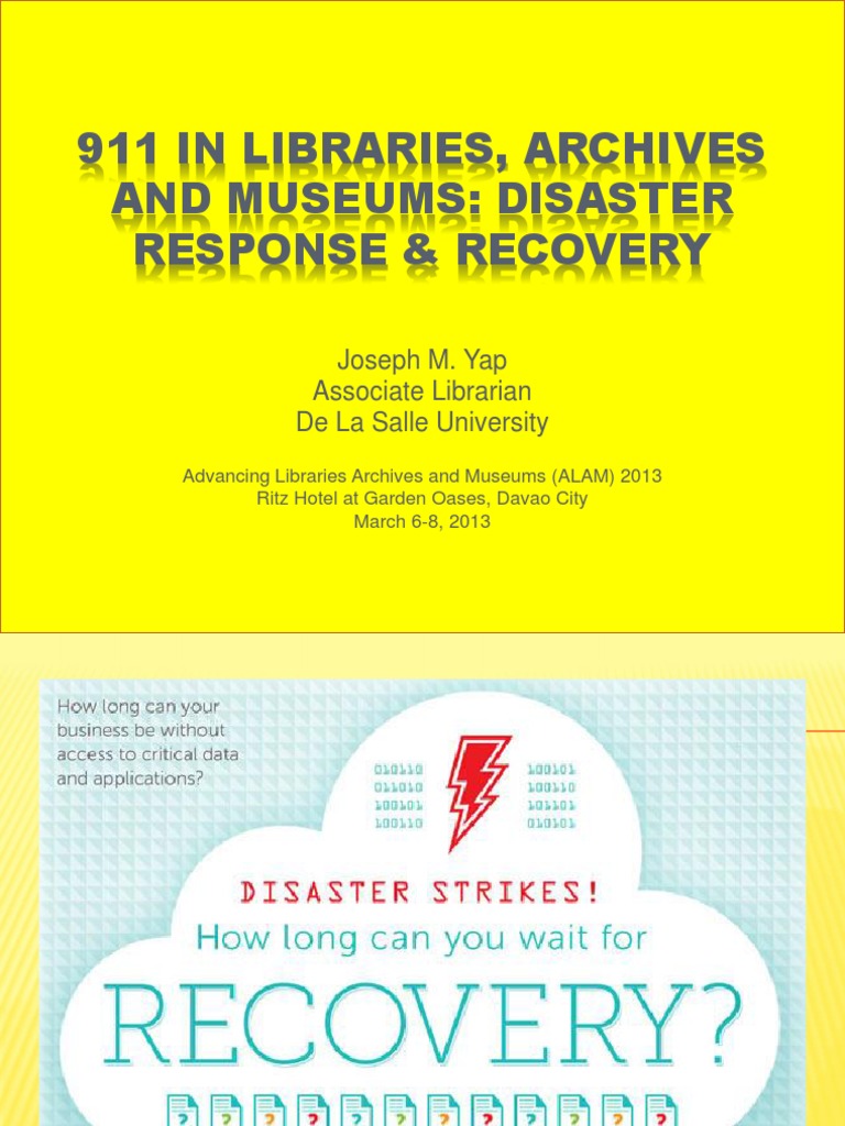 911 in Libraries, Archives and Museums: disaster response and recovery ...