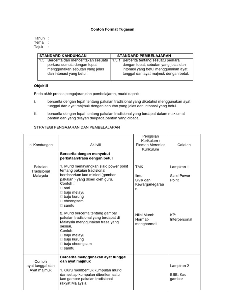Format Tugasan Contoh | PDF | Seni & Disiplin Bahasa