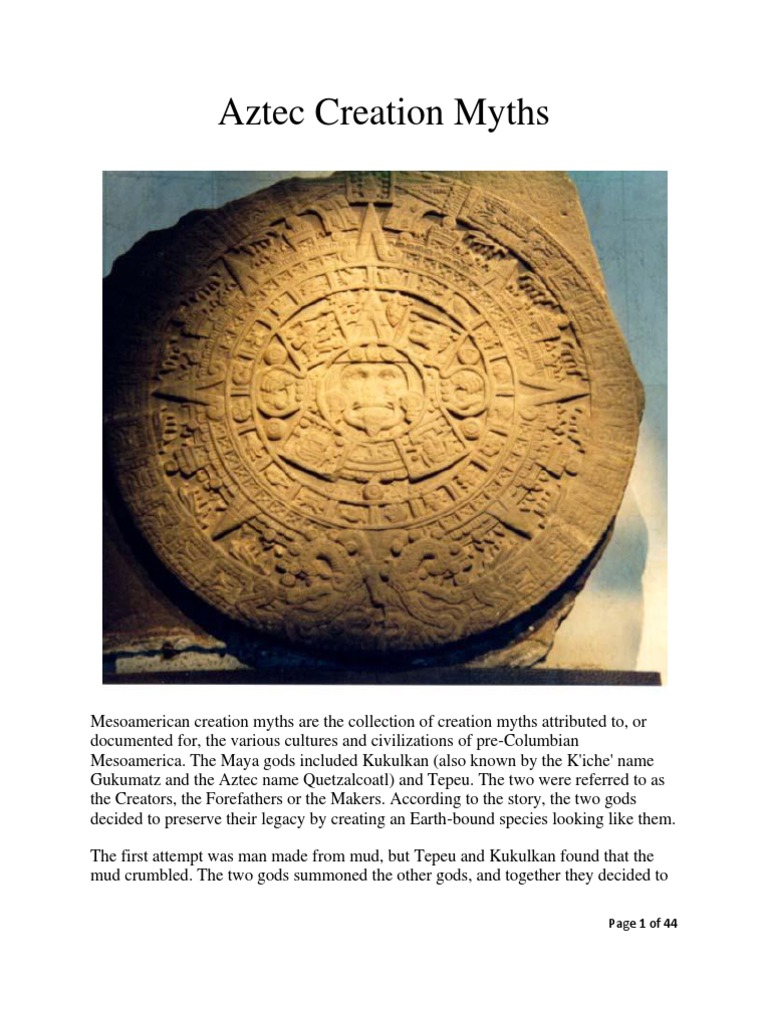 Aztec Creation Myths | PDF | Mythology | Religion And Belief