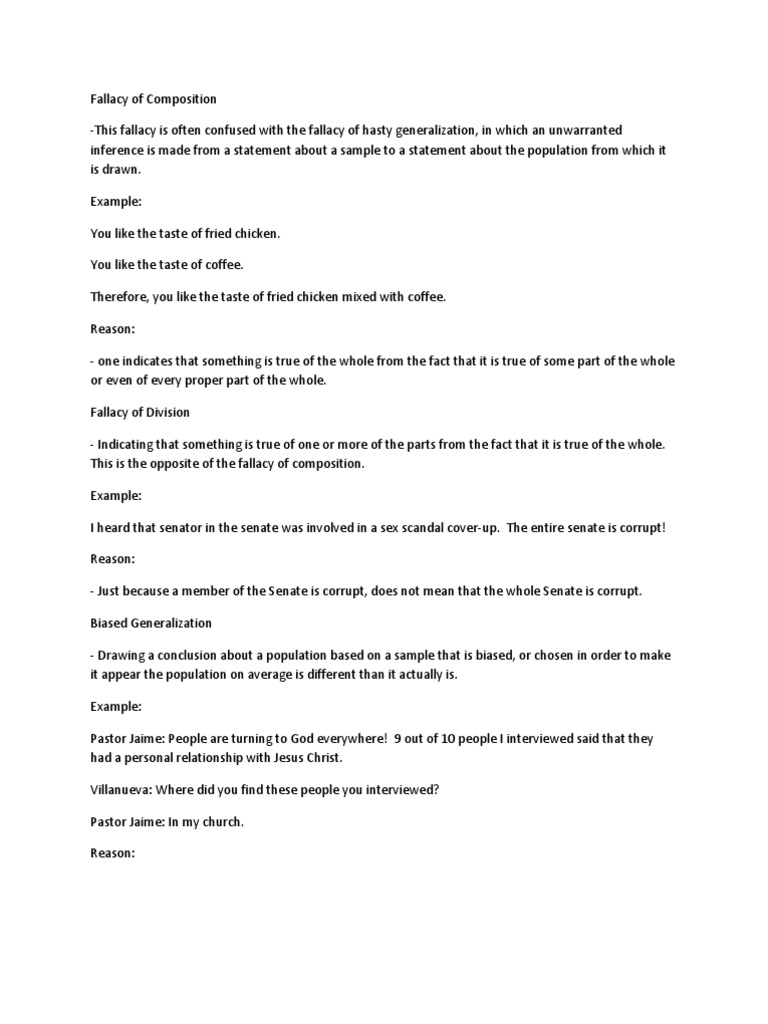 Fallacy of Composition | PDF | Fallacy | Reason