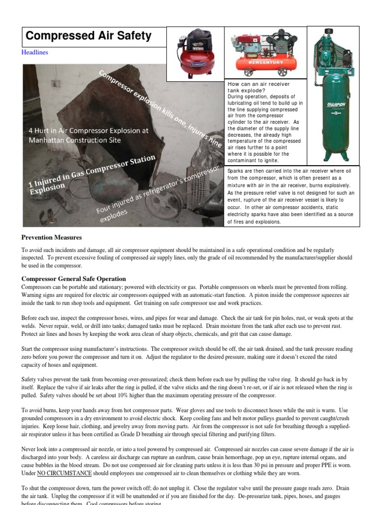 Compressed Air Safety | PDF | Gas Compressor | Valve