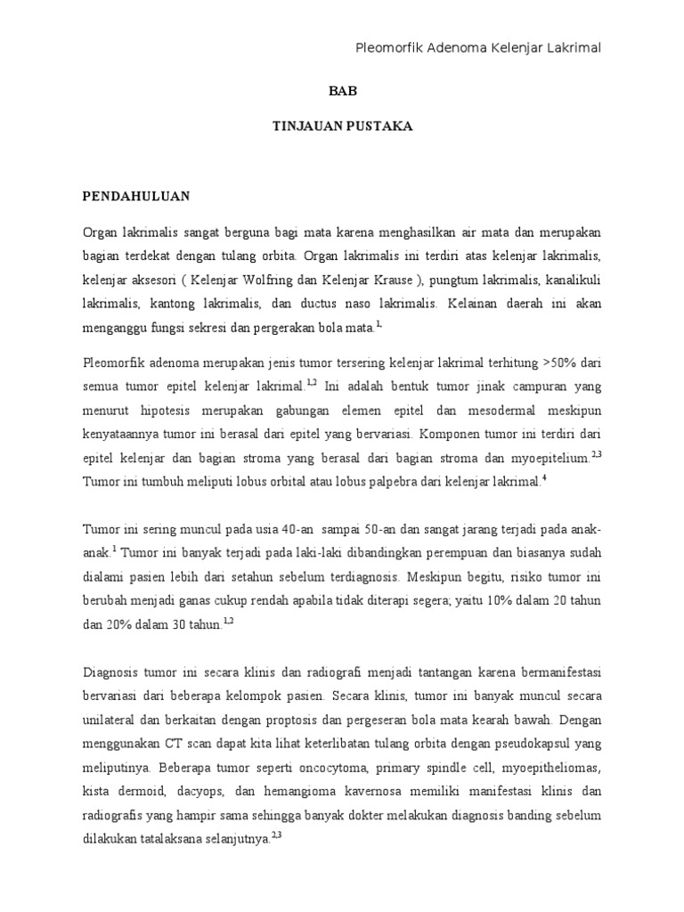 Tinpus Adenoma Pleomorfik Lacrimal | PDF