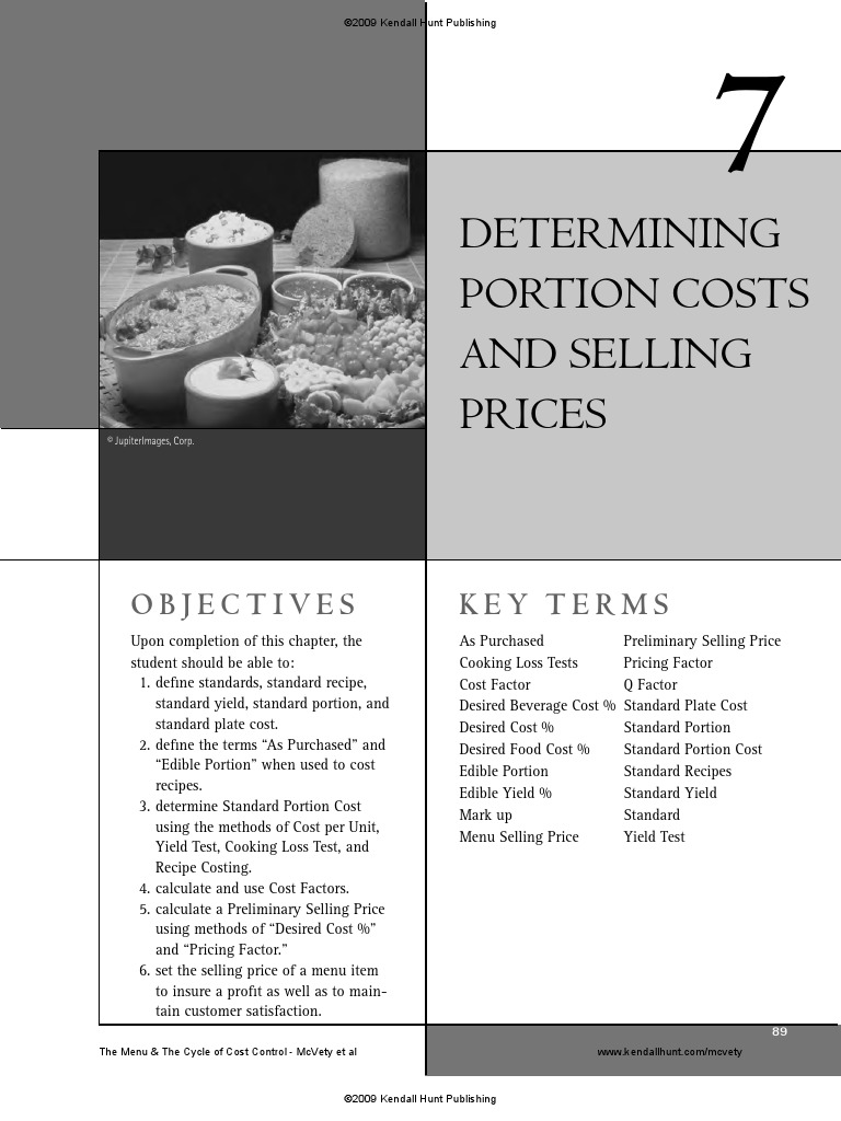 Food Cost Portion & Control | PDF | Menu | Pound (Mass)