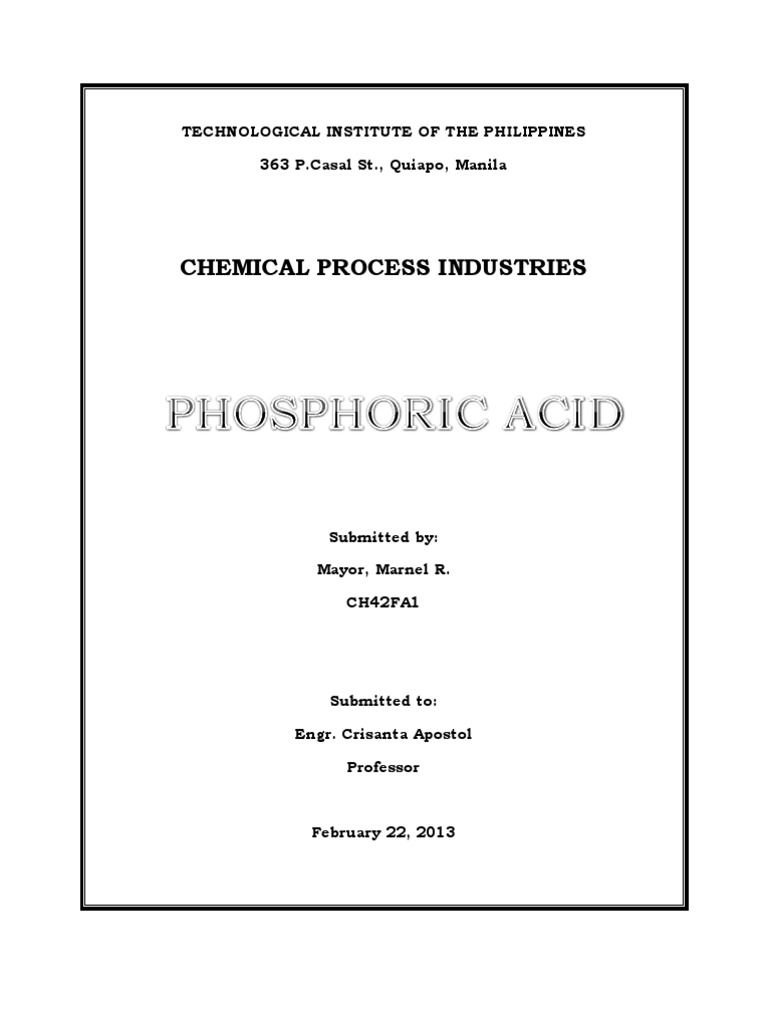Phosphoric Acid Summary | PDF | Phosphoric Acid | Phosphorus