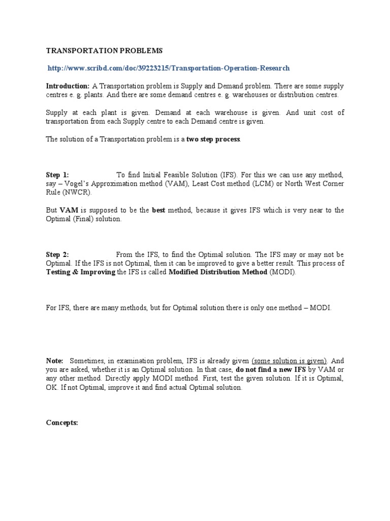 Transportation Problems | PDF | Profit (Accounting) | Mathematical Optimization