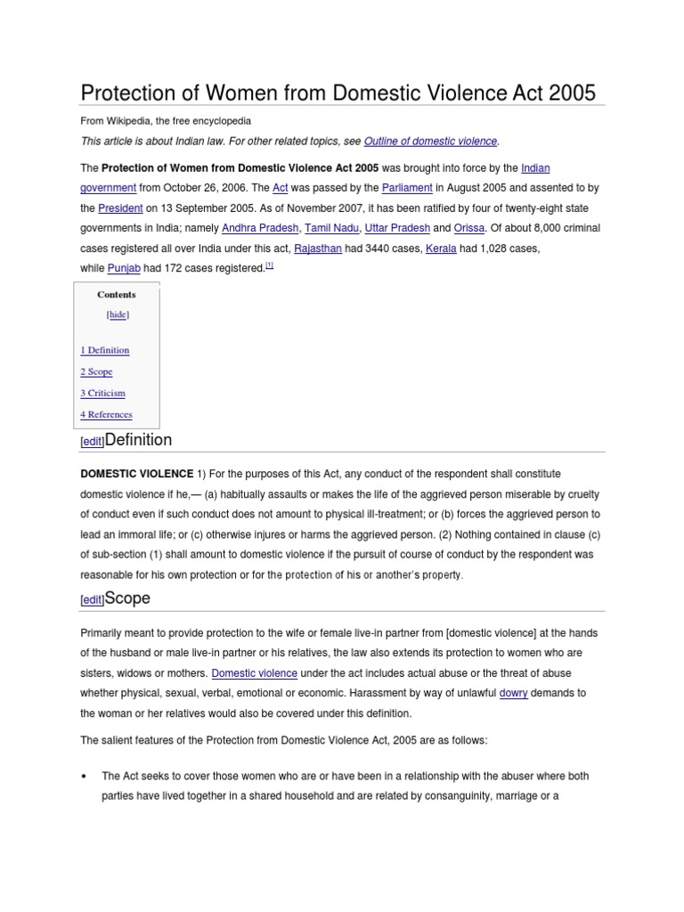 Protection of Women From Domestic Violence Act 2005 | PDF | Victimology ...
