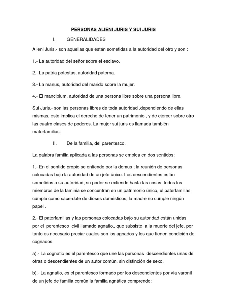 Personas Alieni Juris y Sui Juris | PDF | Matrimonio | Familia