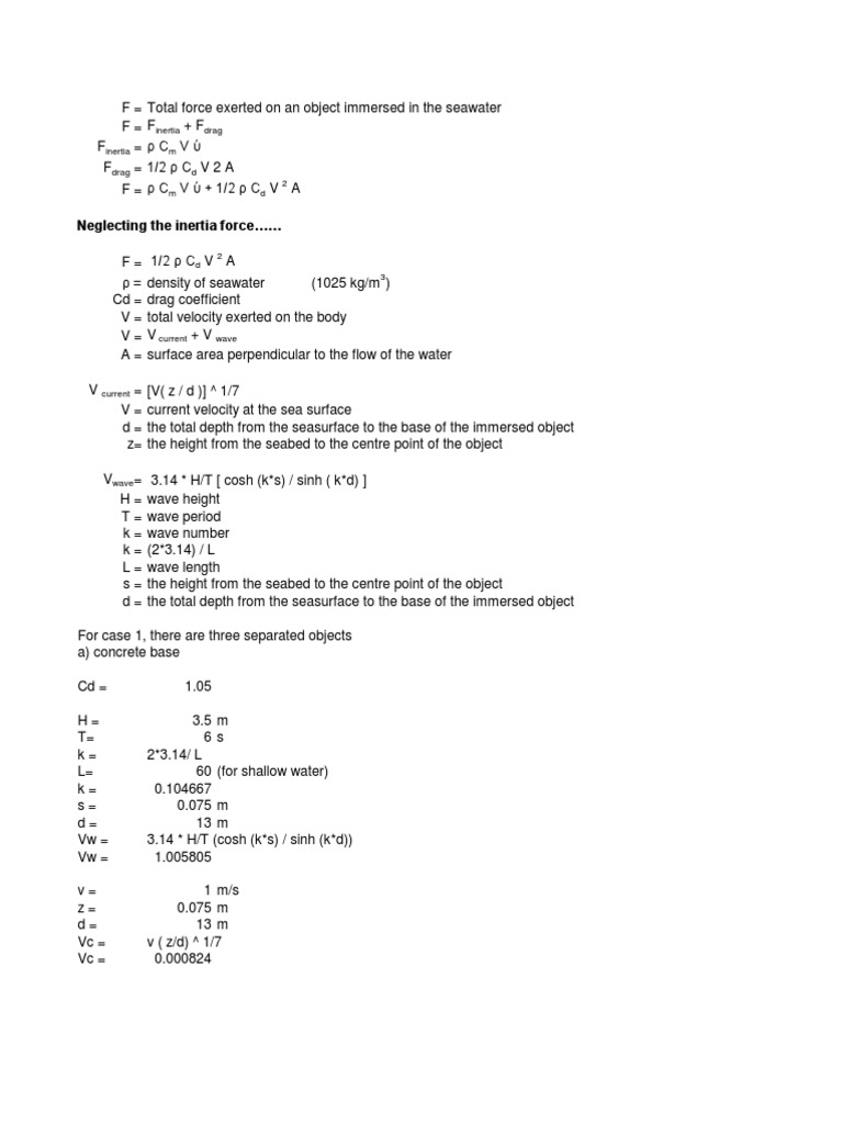 Marine Hydrodynamics Calculations | PDF | Force | Physical Quantities